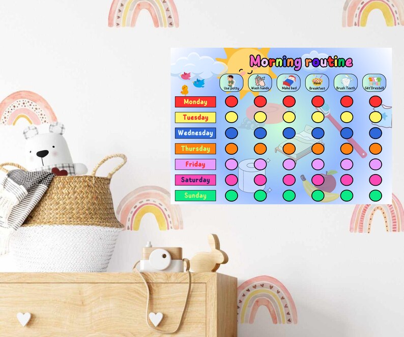 Morning & Night Routine Chart for Kids | Printable Chore Chart PDF - Etsy