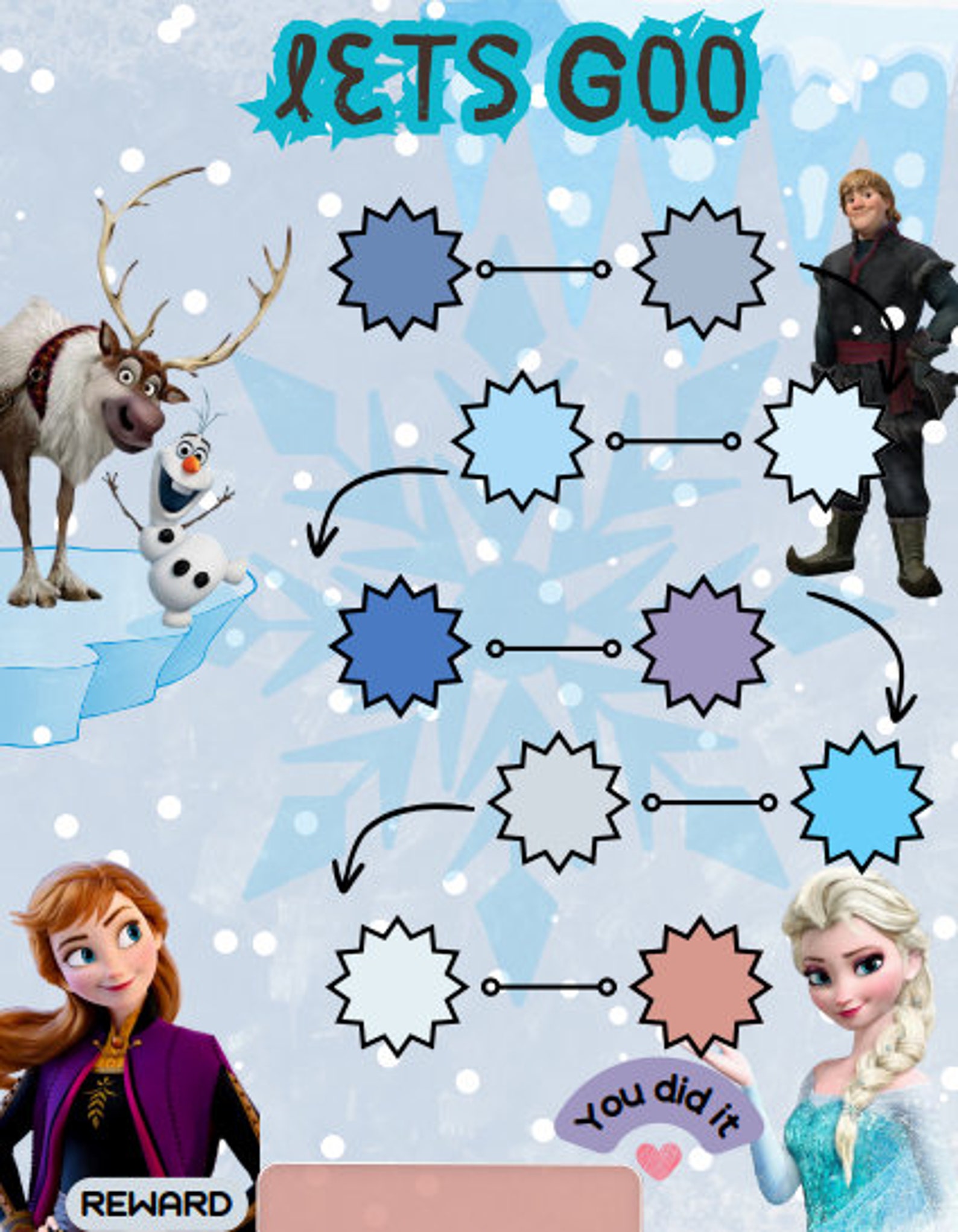 Frozen - Reward Chart , Kids Reward Chart,frozen Sticker Chart, Frozen ...
