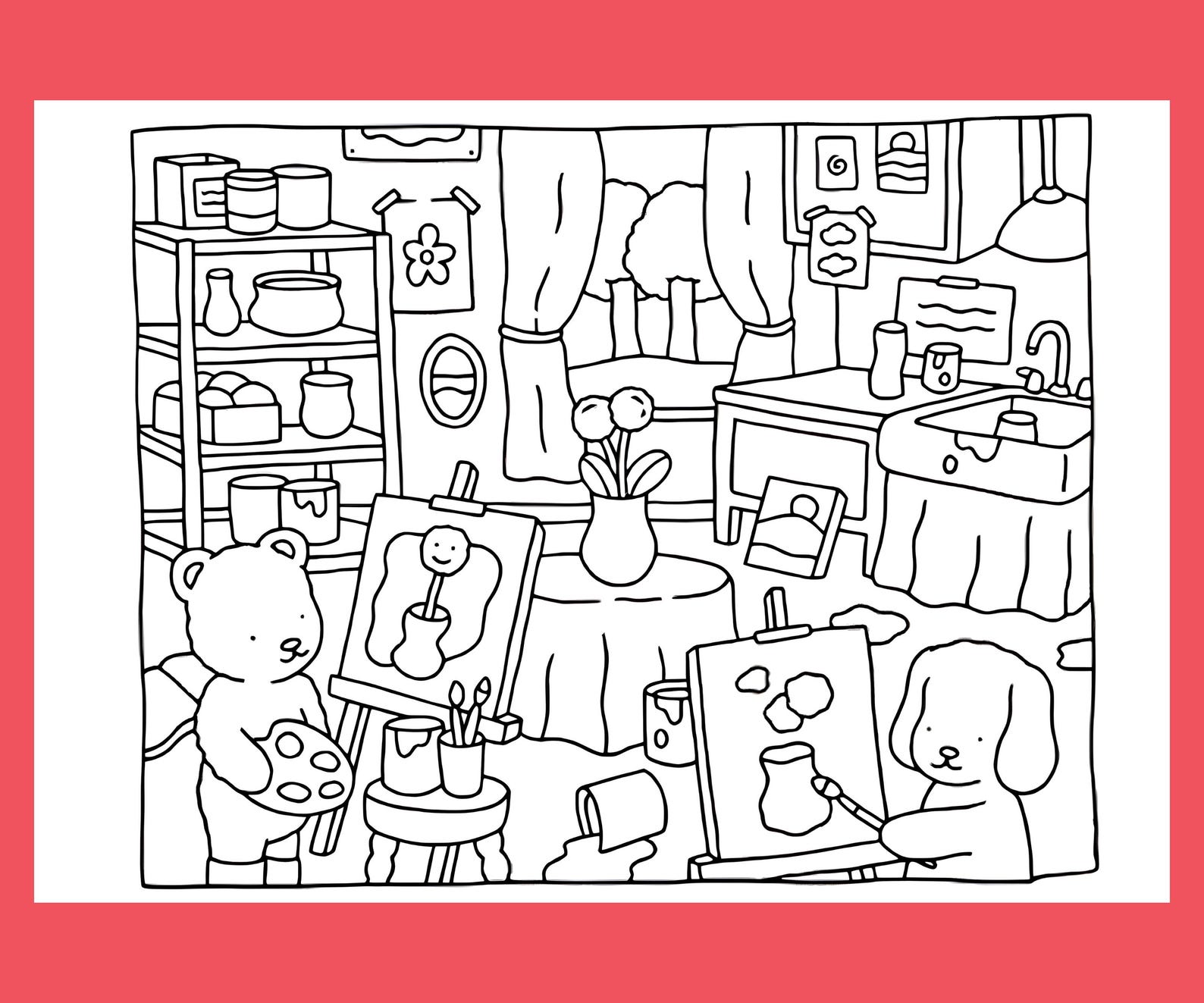 Whimsical Creatures Coloring Book | Printable Kids' Activity PDF, Cozy ...