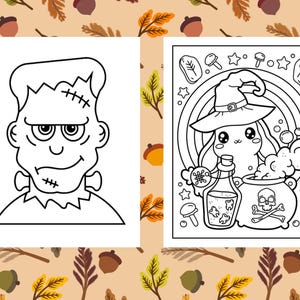 Spooky Coloring Pages for Kids Printable Halloween Activity PDF - Etsy