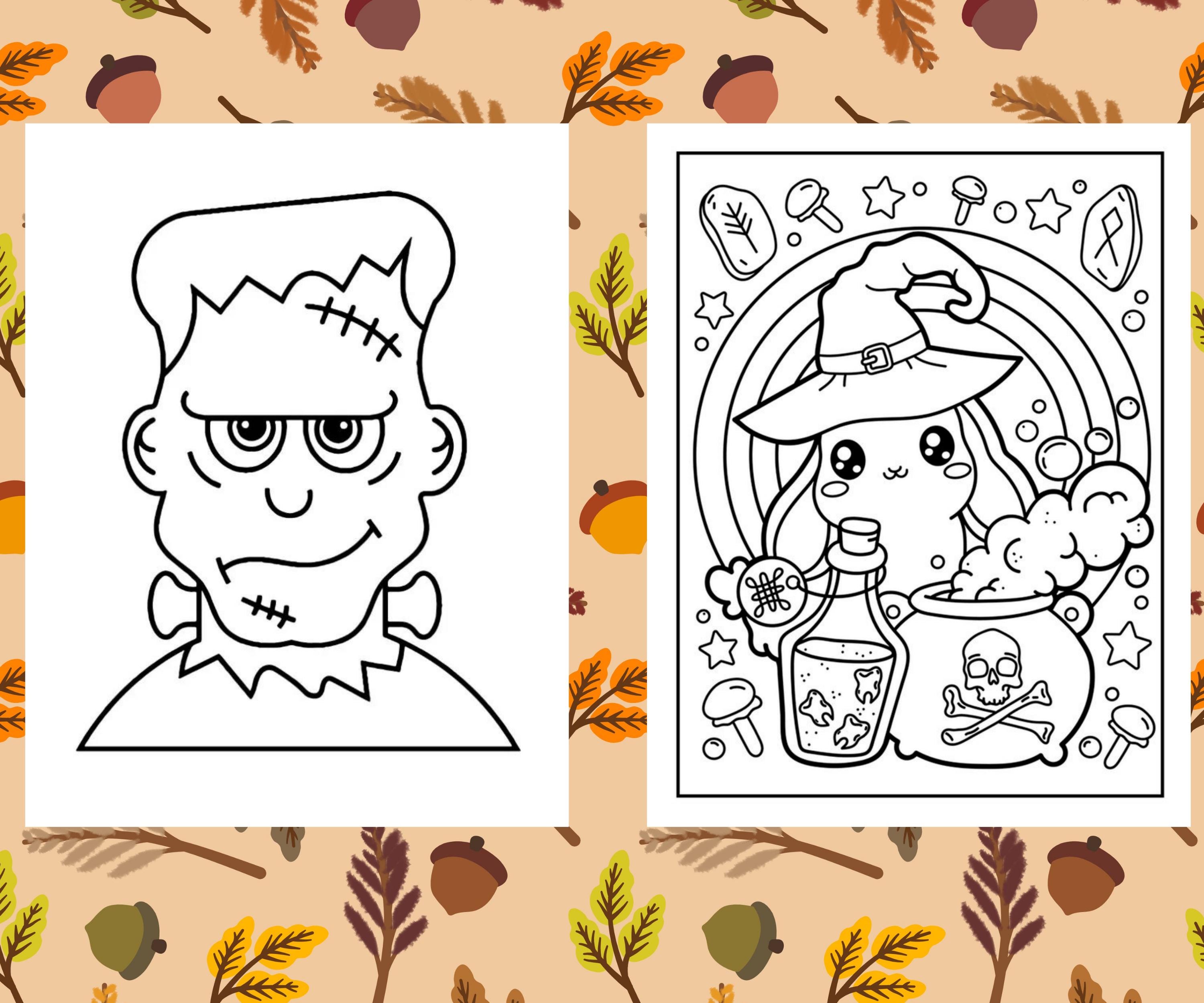 Spooky Coloring Pages for Kids Printable Halloween Activity PDF - Etsy