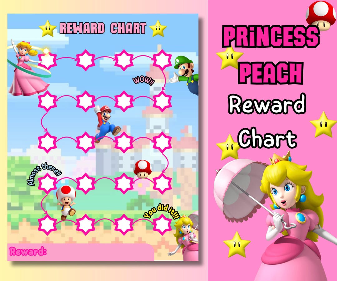 Princess Peach Reward Chart: Personalized Kids Chore Chart (PDF) - Etsy