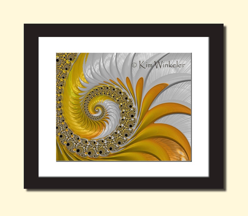Orange Yellow White Seashell Fractal Fine Art Print 8x10 | Etsy