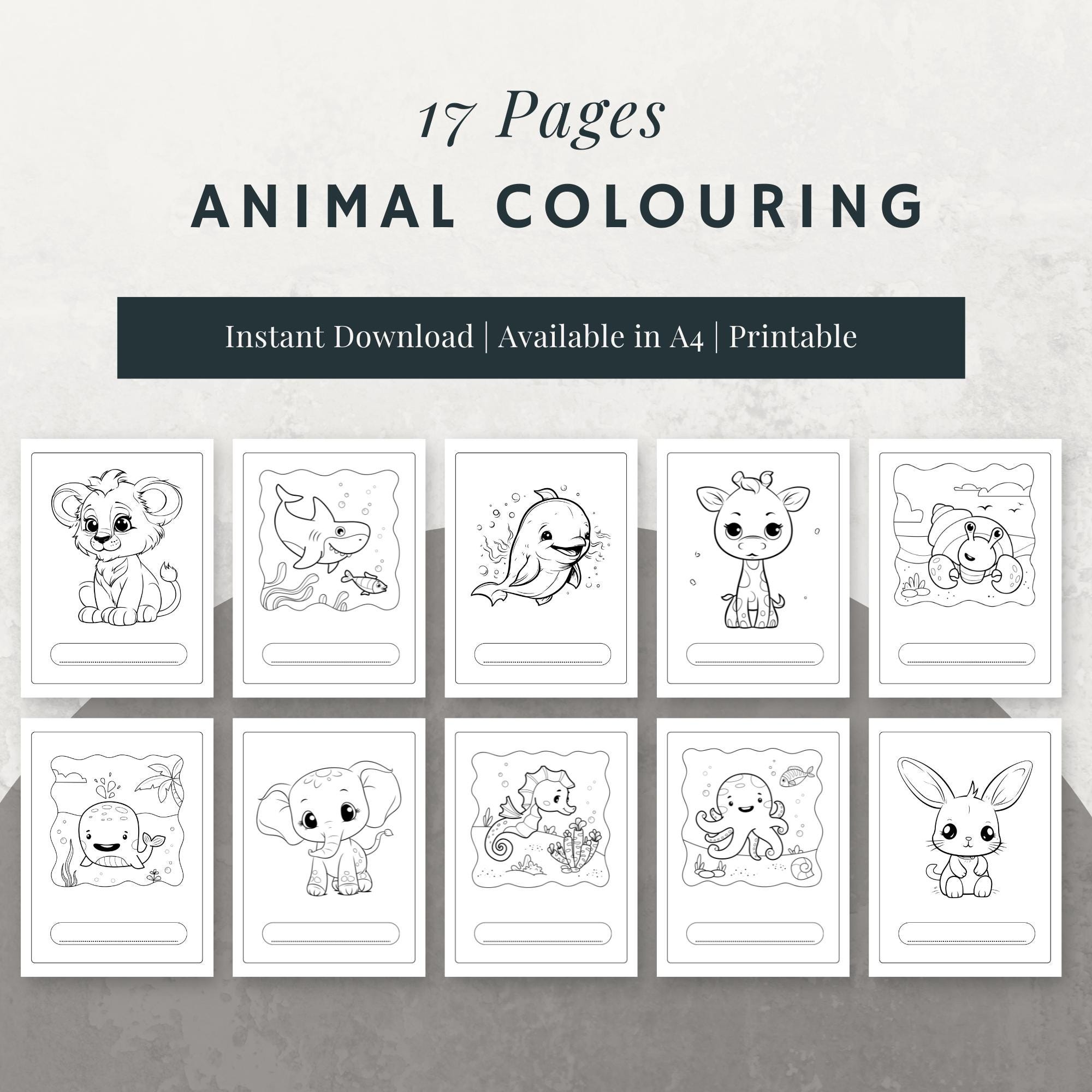 Printable Animal Coloring Pages for Kids | Fun Animal Designs | Instant ...