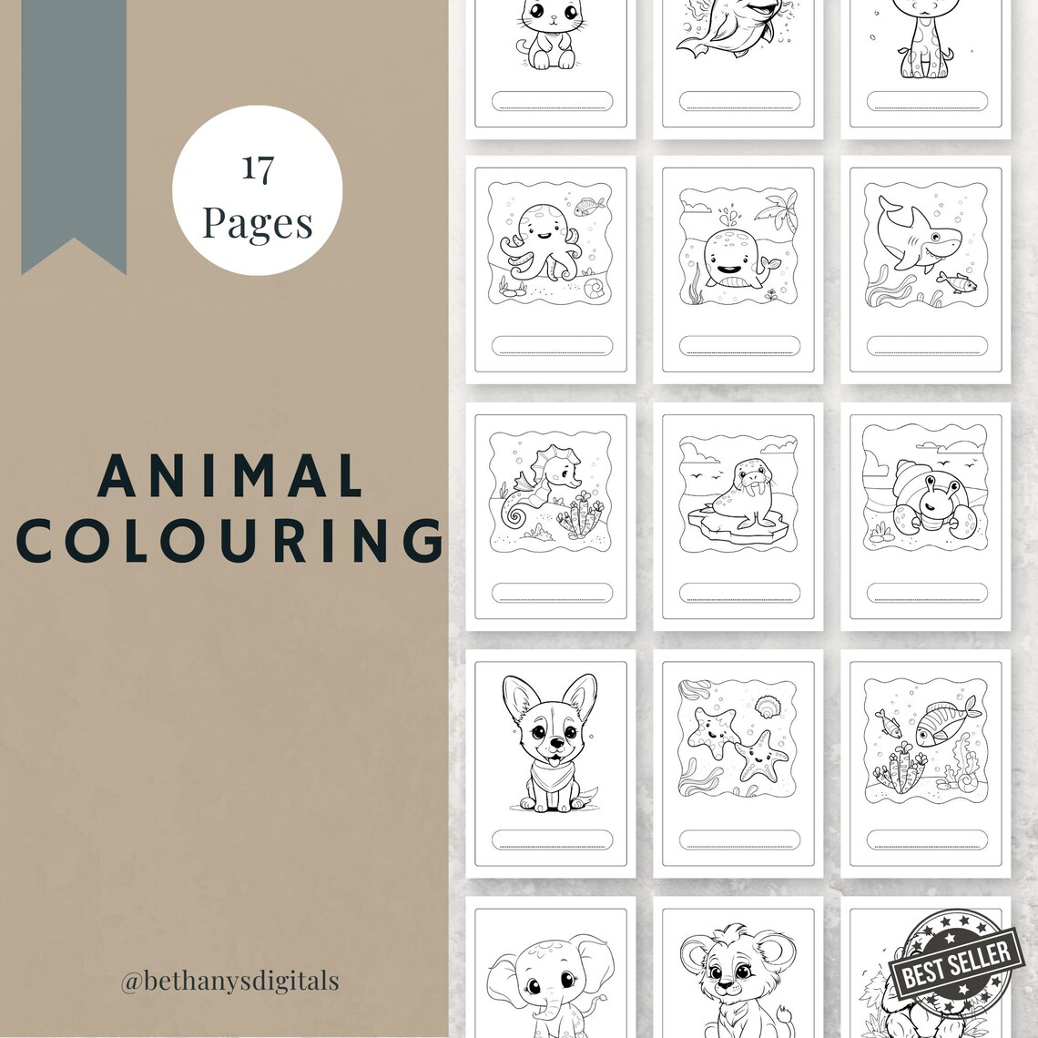 Printable Animal Coloring Pages for Kids | Fun Animal Designs | Instant ...