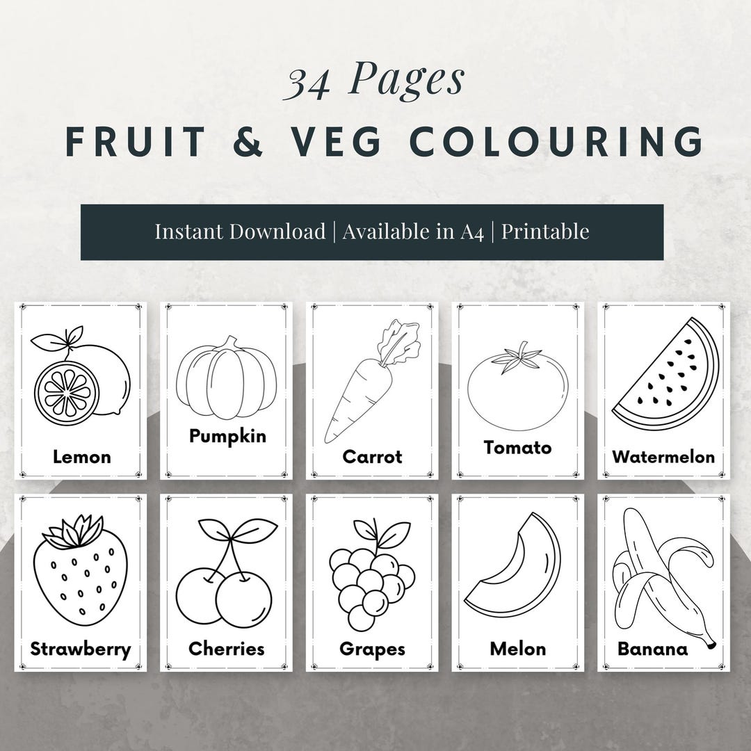 Fruit & Veg Coloring Pages | Printable Coloring Sheets | Kids and ...