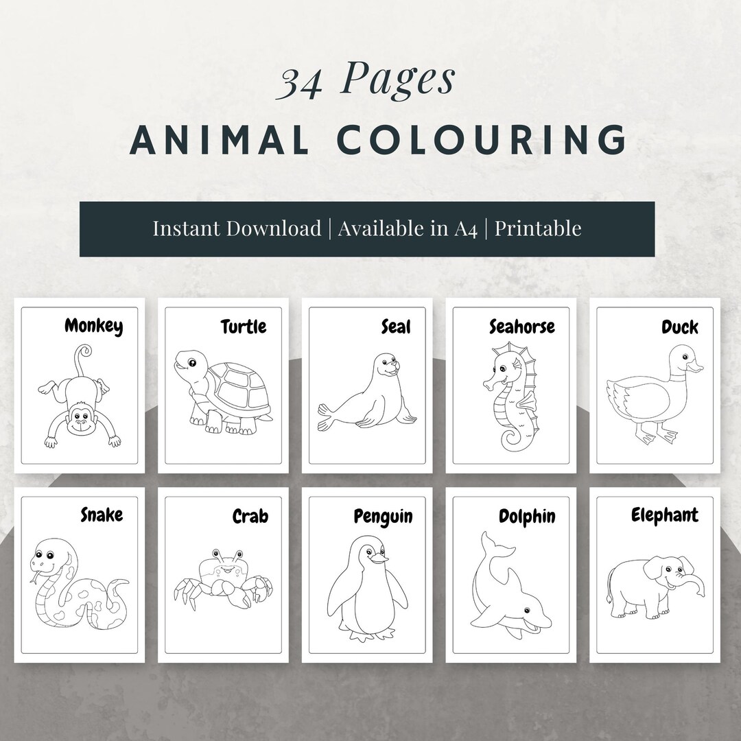 Printable Animal Coloring Pages for Kids | Fun Animal Designs | Instant ...