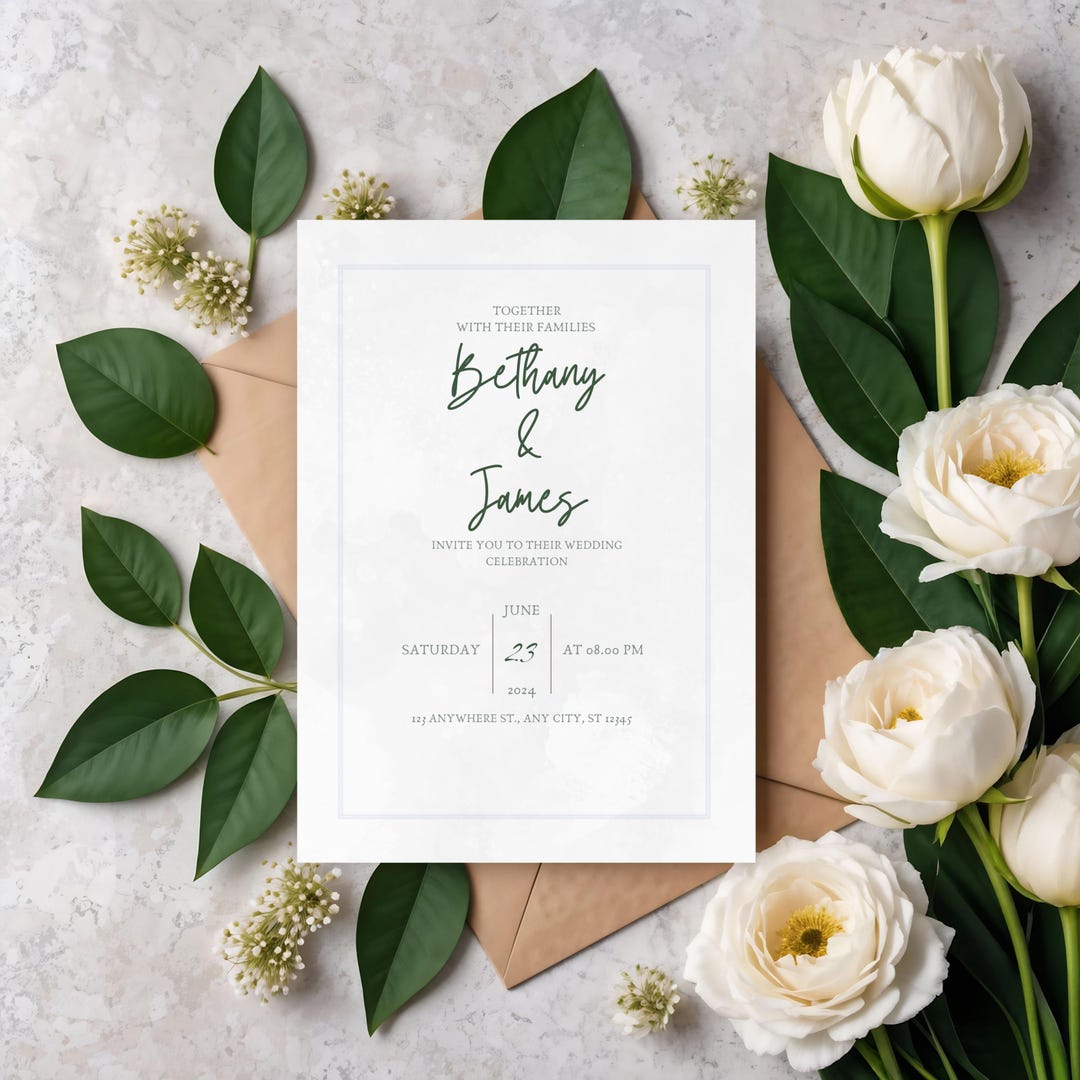 Elegant Digital Wedding Invitation Template | Editable Wedding Invite ...