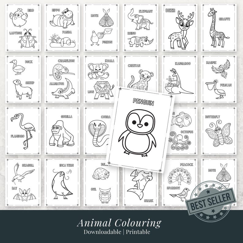 Printable Animal Coloring Pages for Kids | Fun Animal Designs | Instant ...