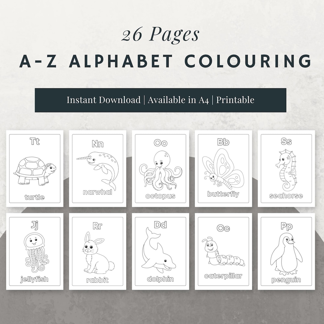 A-Z Alphabet Animal Coloring Pages - Printable Coloring Sheets for Kids ...