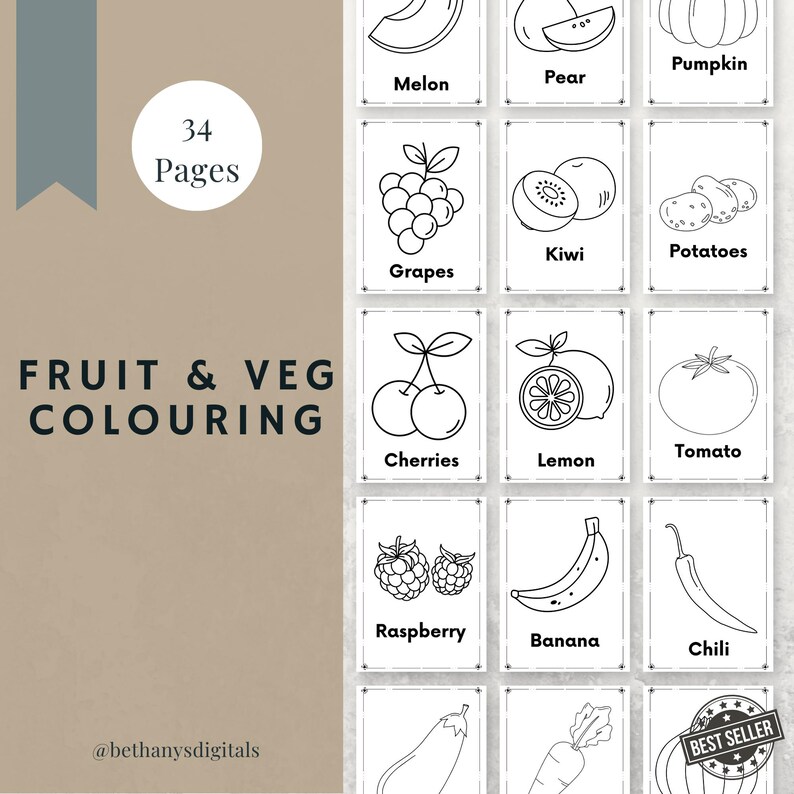 Fruit & Veg Coloring Pages | Printable Coloring Sheets | Kids and ...