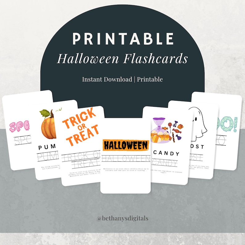 Halloween Tracing Flashcards – Printable - Practice for Kids! - Etsy