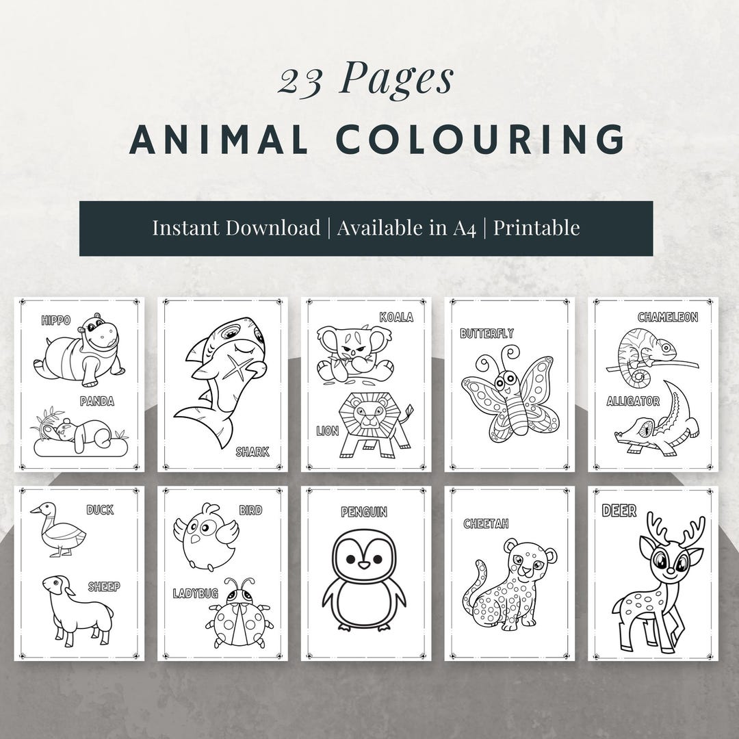Printable Animal Coloring Pages for Kids | Fun Animal Designs | Instant ...