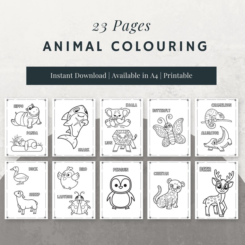 Printable Animal Coloring Pages for Kids | Fun Animal Designs | Instant ...