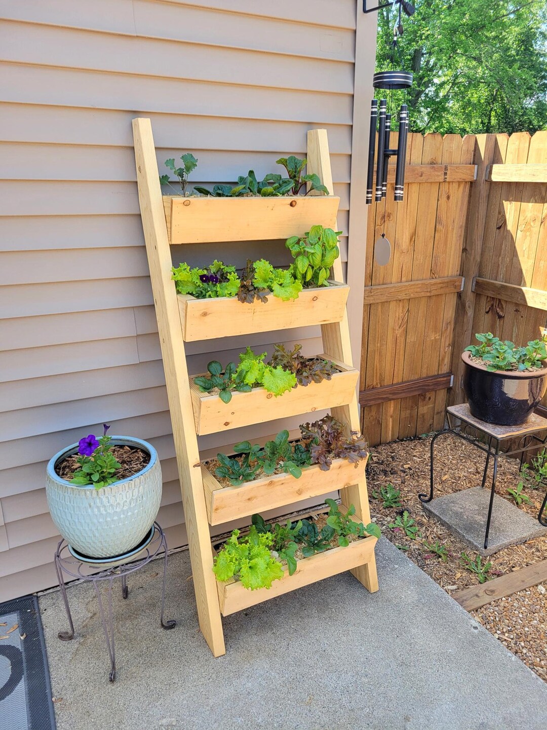 Vertical Tiered Ladder Garden Planter Plans, 5 Tier Raised Planter Box ...