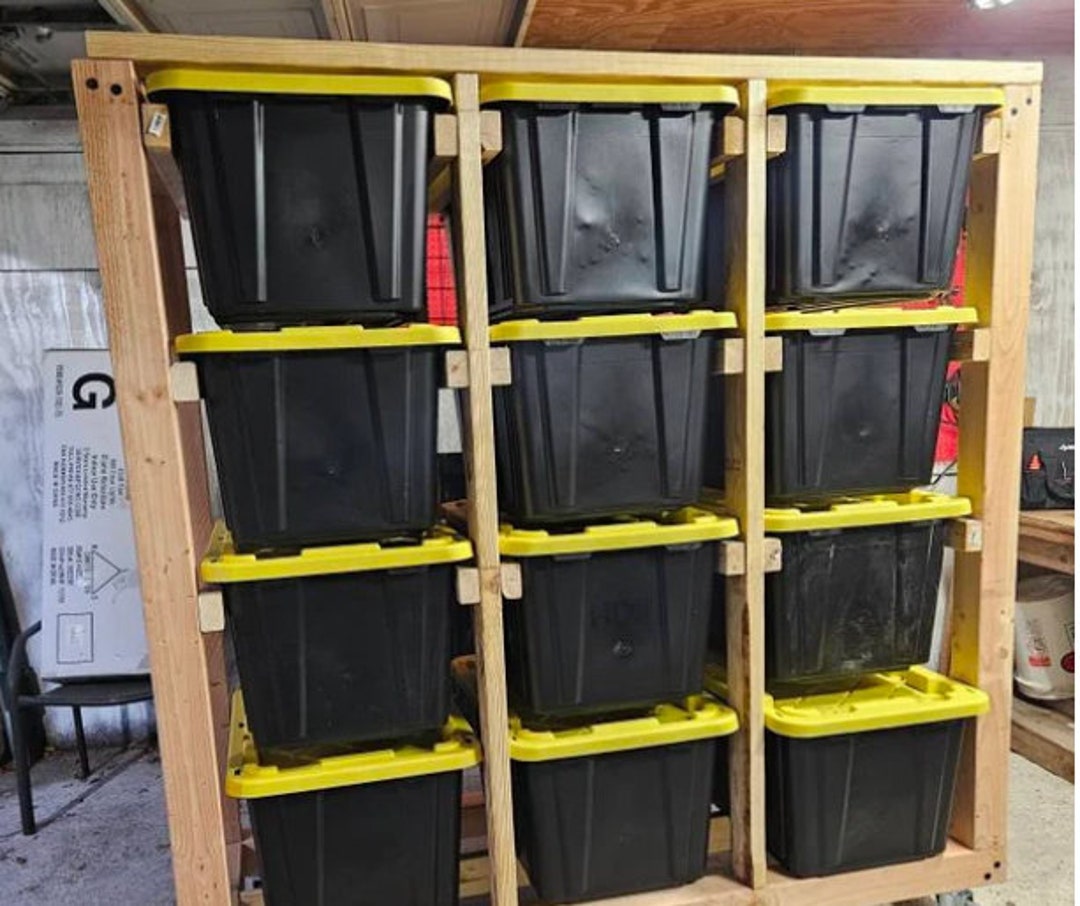 27-gallon Tote Storage Rack Plans, Garage Shelves Plans, PDF Build ...