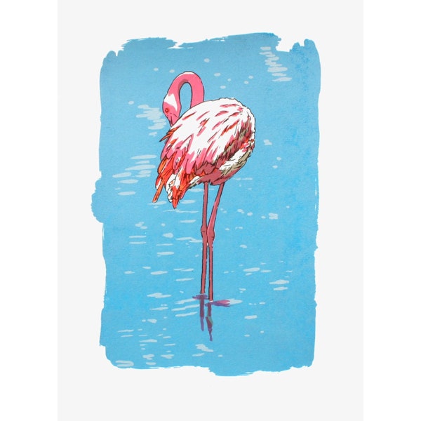 Flamingo Print - Etsy