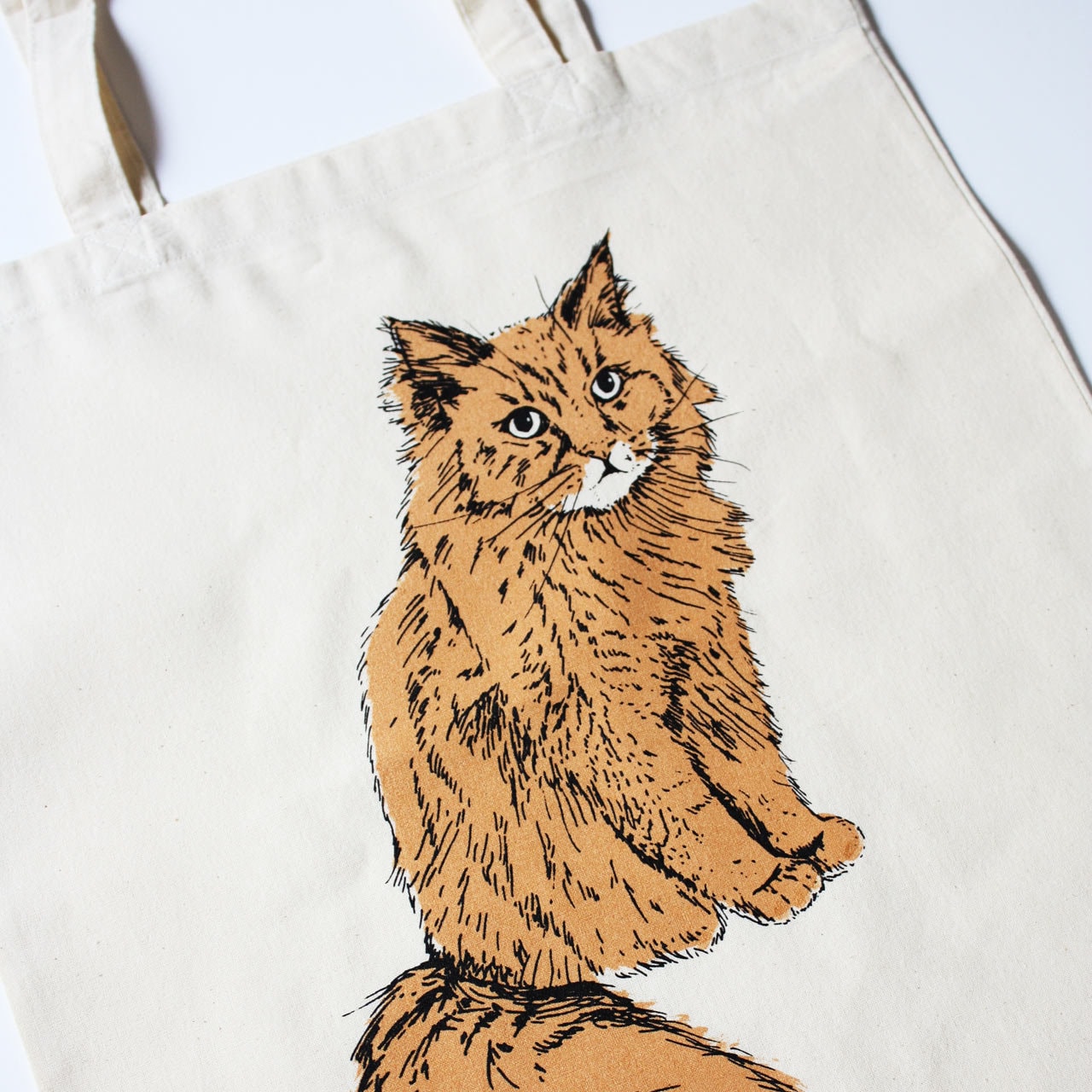 Ginger Cat Tote Bag Hand Printed on Cotton by Fiona Hamilton Mainecoon ...