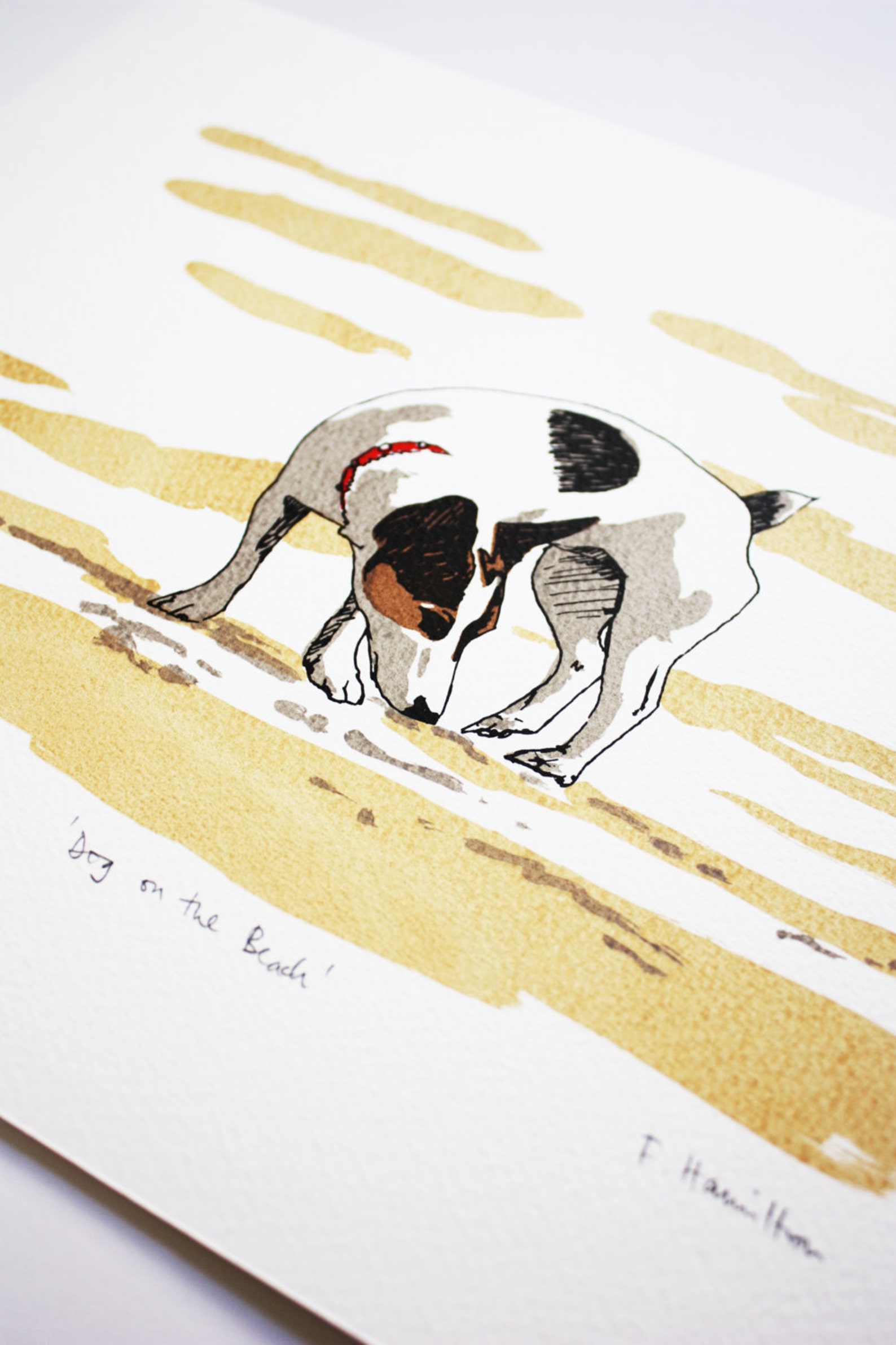 Dog on the Beach Screen Print - Etsy