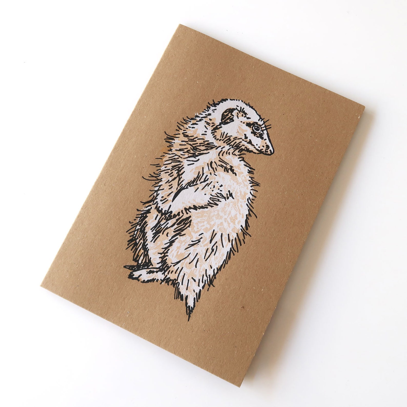 Meerkat on Kraft Hand Screen Printed Greeting Card by Fiona - Etsy