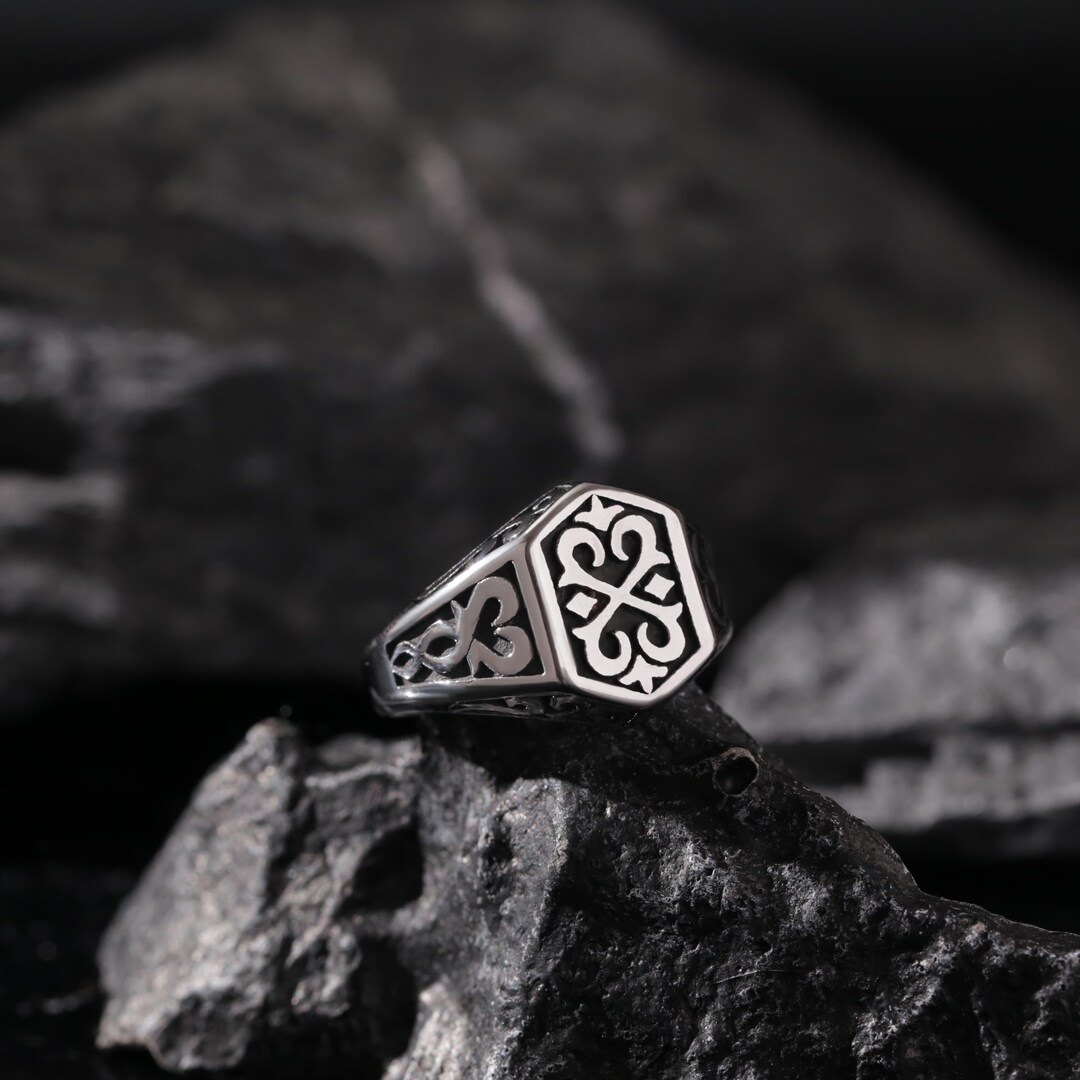 Celtic Gebo Caduceus Ring - Intertwined Serpent Accents - Handmade ...