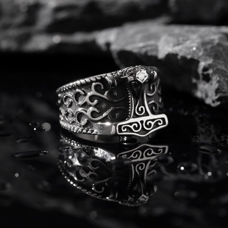 Thor's Hammer Goat Ring - Celtic Norse Symbol Jewelry for Men ...