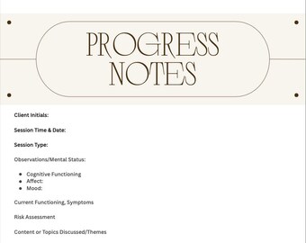 Fillable Therapy Session Progress Note Template - Etsy