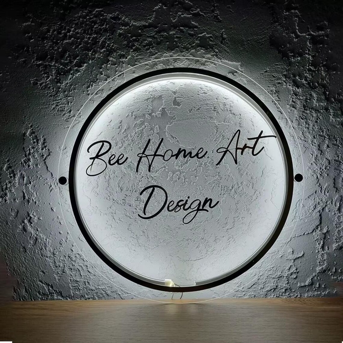 Customisable Round LED Acrylic Sign Personalised Glowing Wedding/home ...