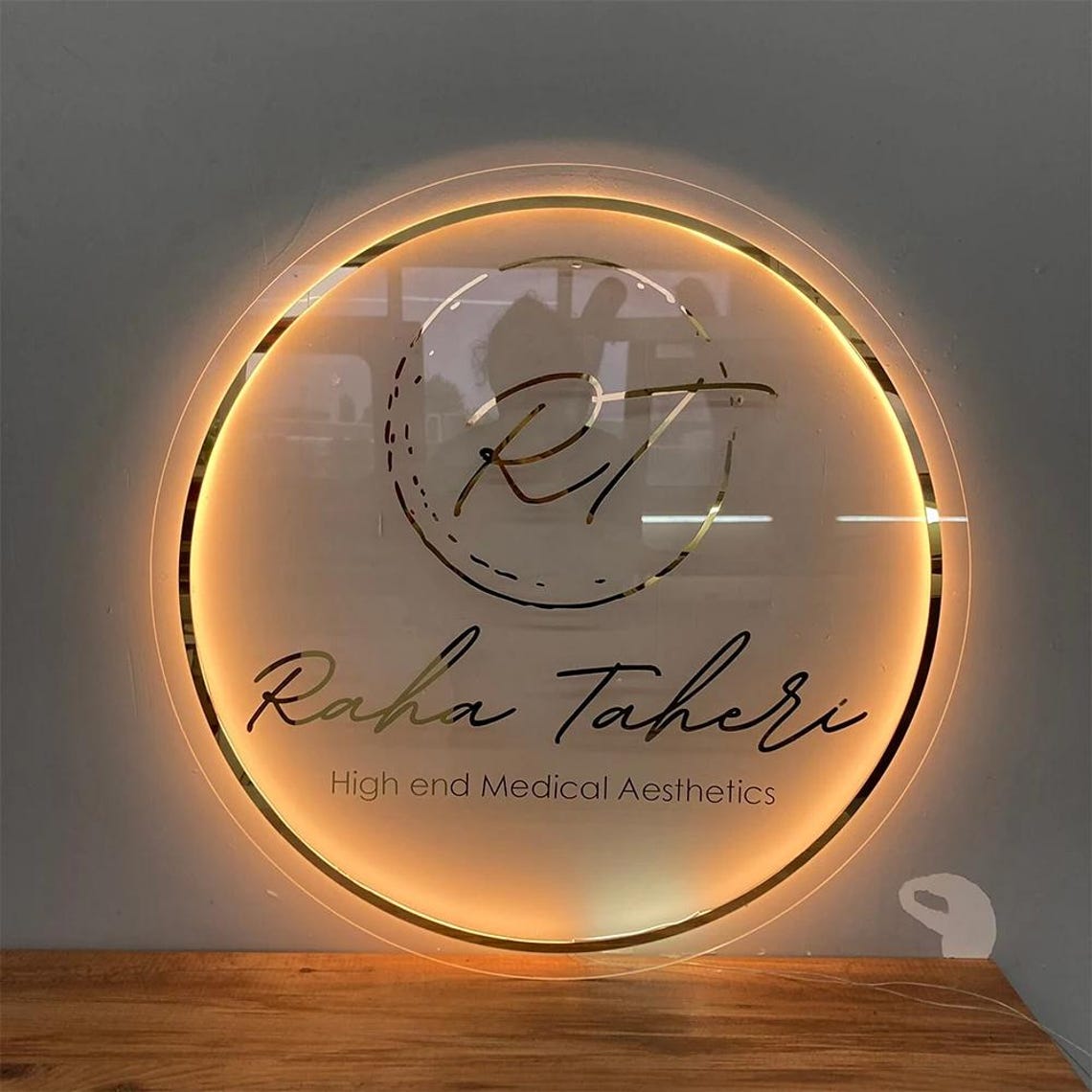 Customisable Round LED Acrylic Sign Personalised Glowing Wedding/home ...