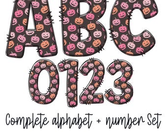 Doodle Letters Alphabet PNG Bundle,thanksgiving Sublimation Alpha Set ...