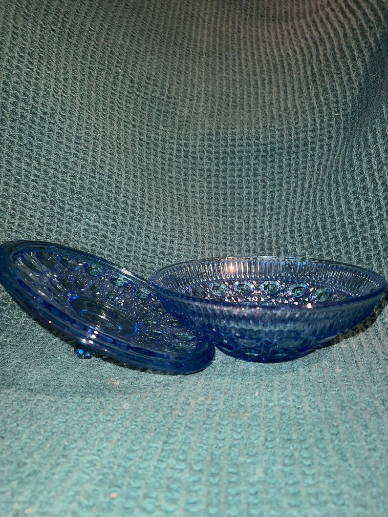Vintage Indiana Glass Windsor Button & Cane Federal Glass Candy Dish ...