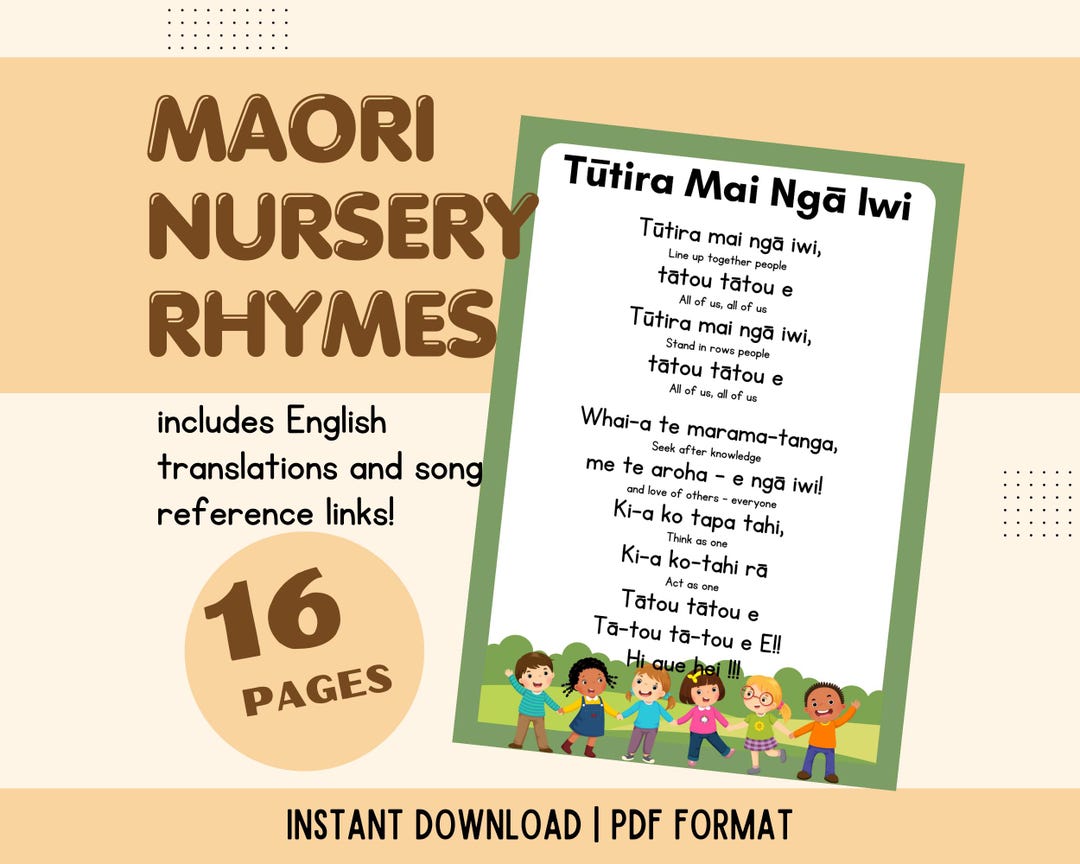 Te Reo Māori Printable Nursery Rhyme Song Charts | Toddler Preschool ...