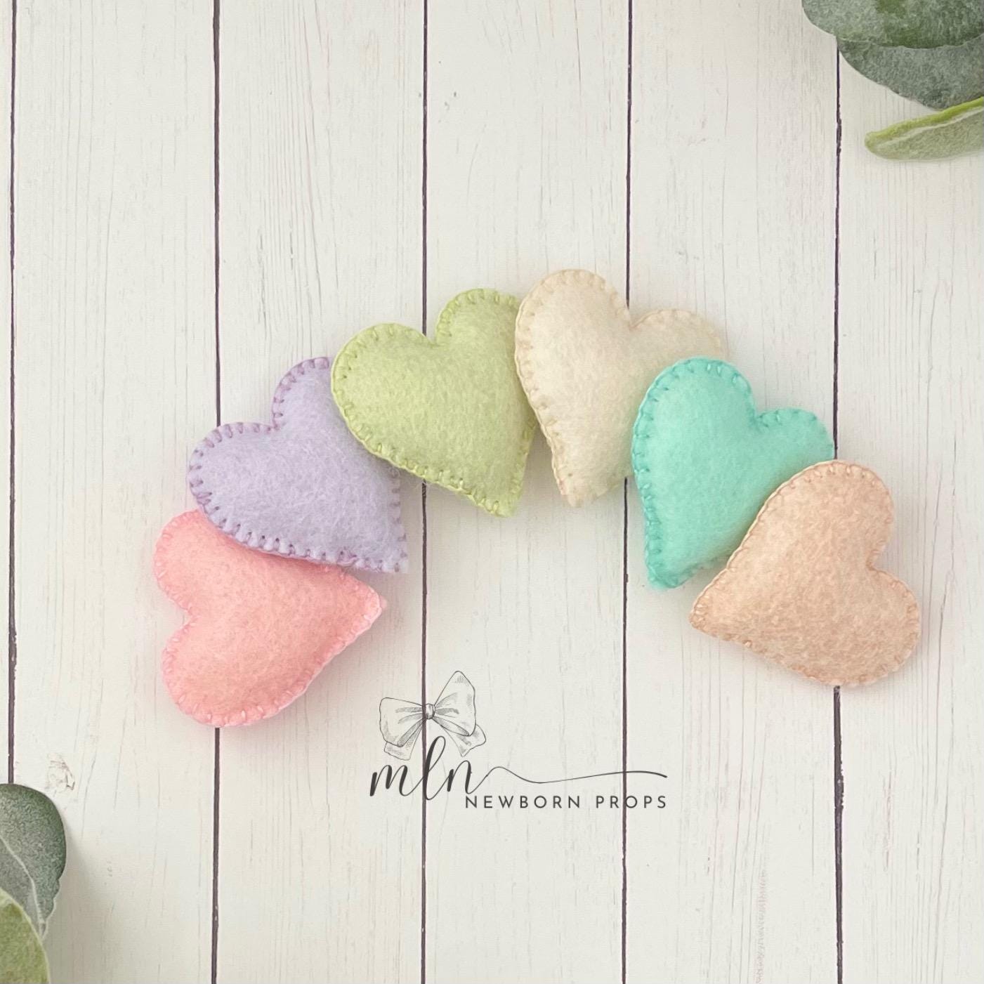 Pastel Rainbow Handmade Felt Hearts Set, Photo Felt Props - Etsy