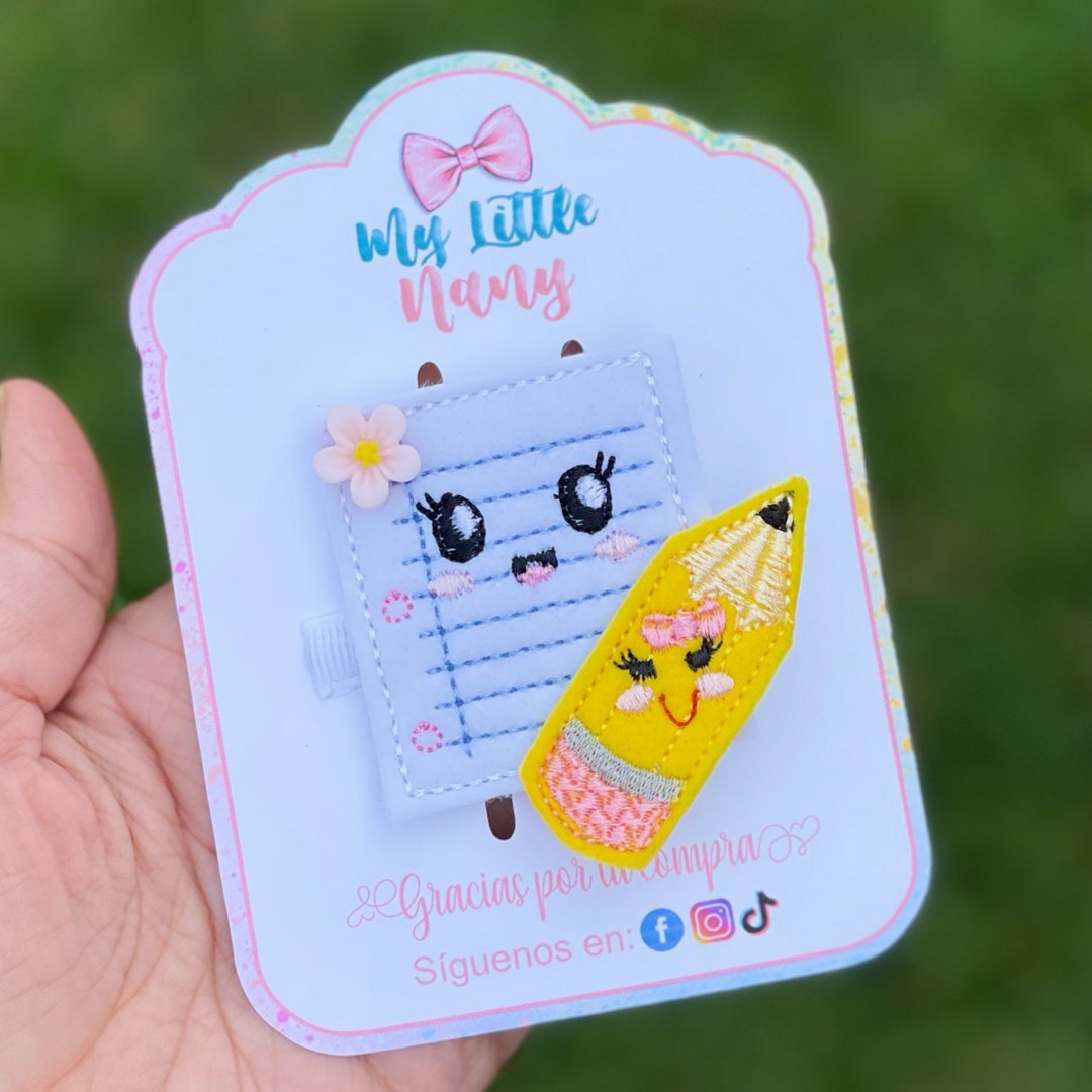 Paper and Pencil Hair Clip, School Clippies - Etsy