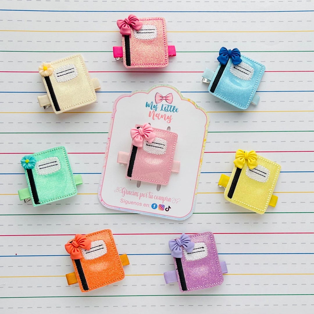 Notebook Hair Clips, Back to School Clips, Clips for School, Clippies ...