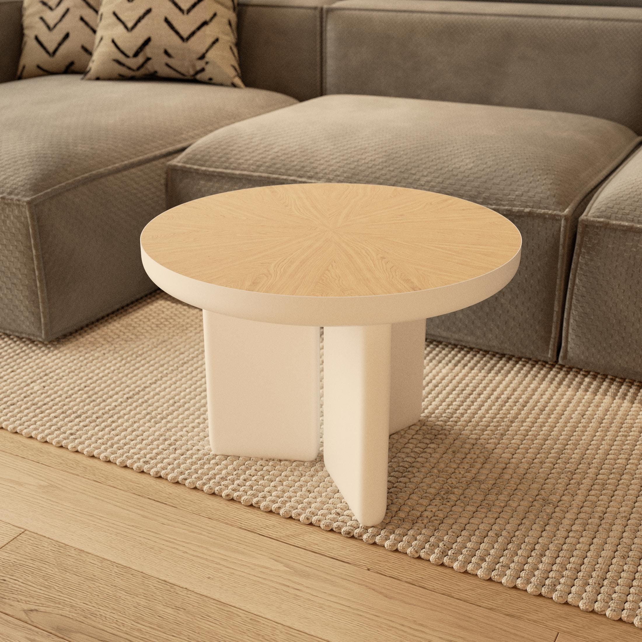 Round Coffee Table, Exclusive White Circle Oak Coffee Table, Living ...