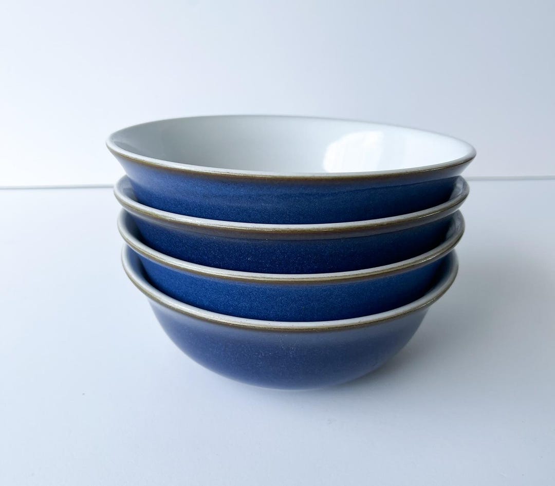Set of 4 Vintage Denby Cereal Bowls in Imperial Blue, 1980s Denby Blue ...