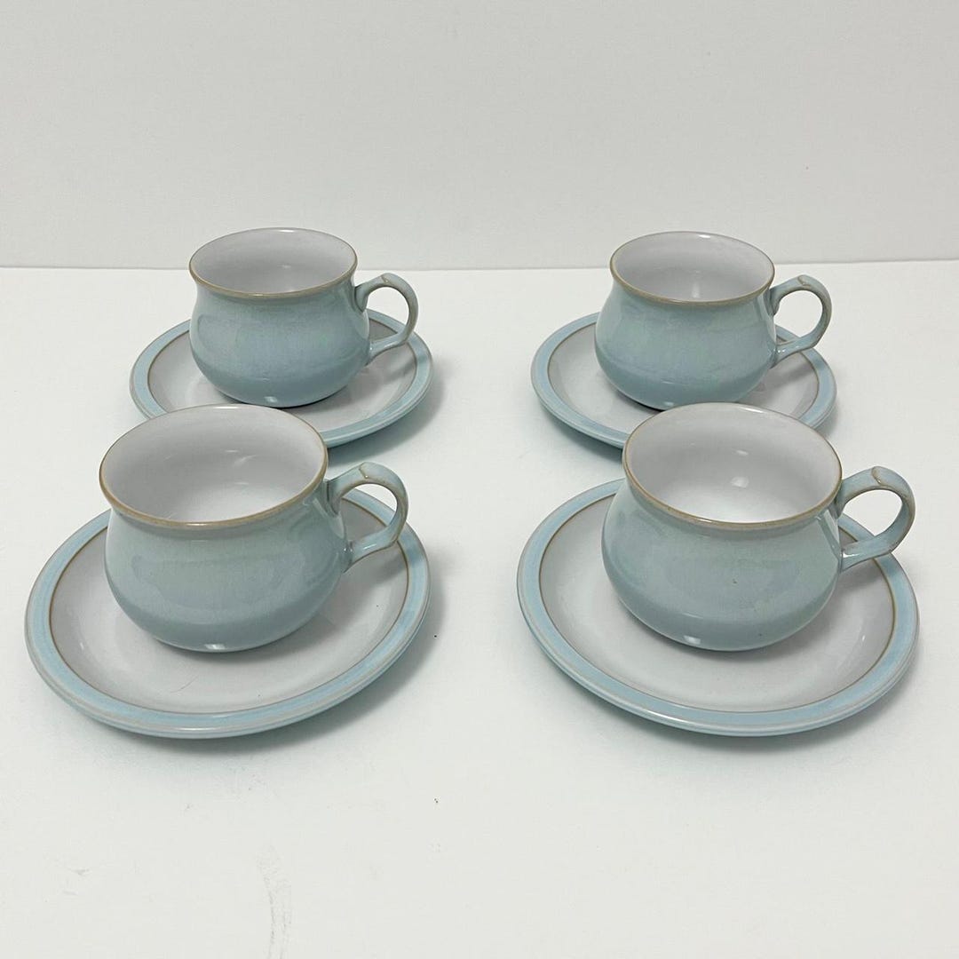 Set of 8 Vintage Denby Colonial Blue Cups and Saucers, 1980s Denby ...
