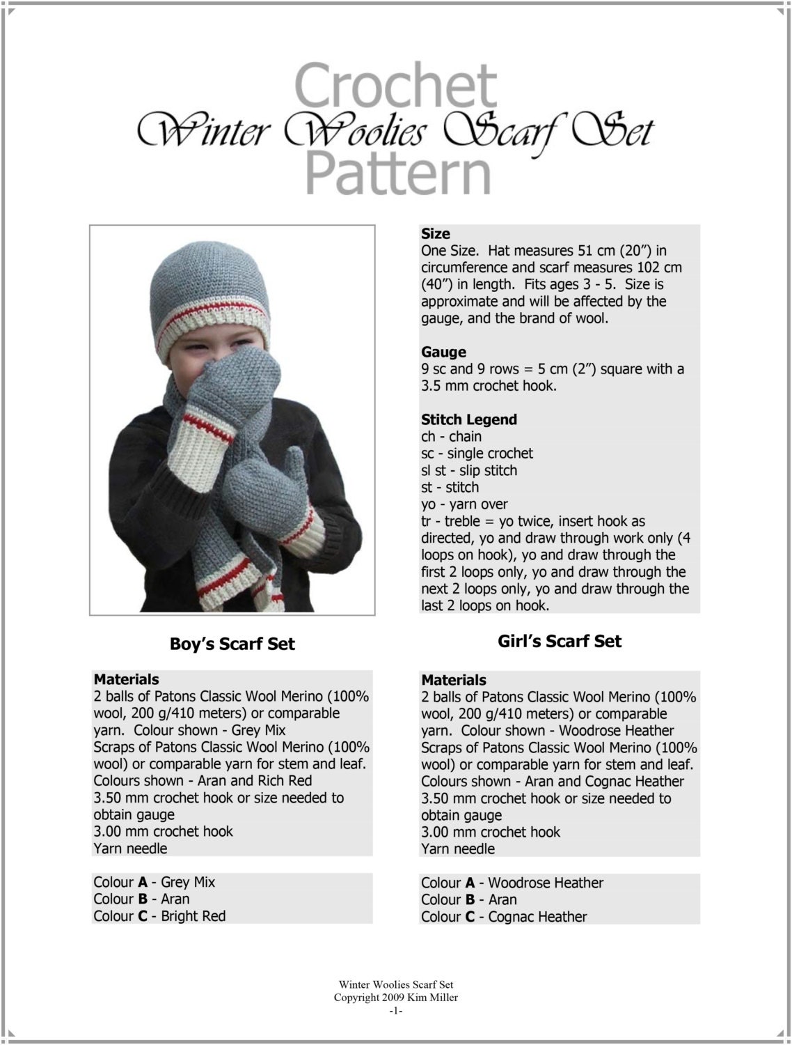 CROCHET PATTERN Winter Woolies Scarf Set Instant Download - Etsy