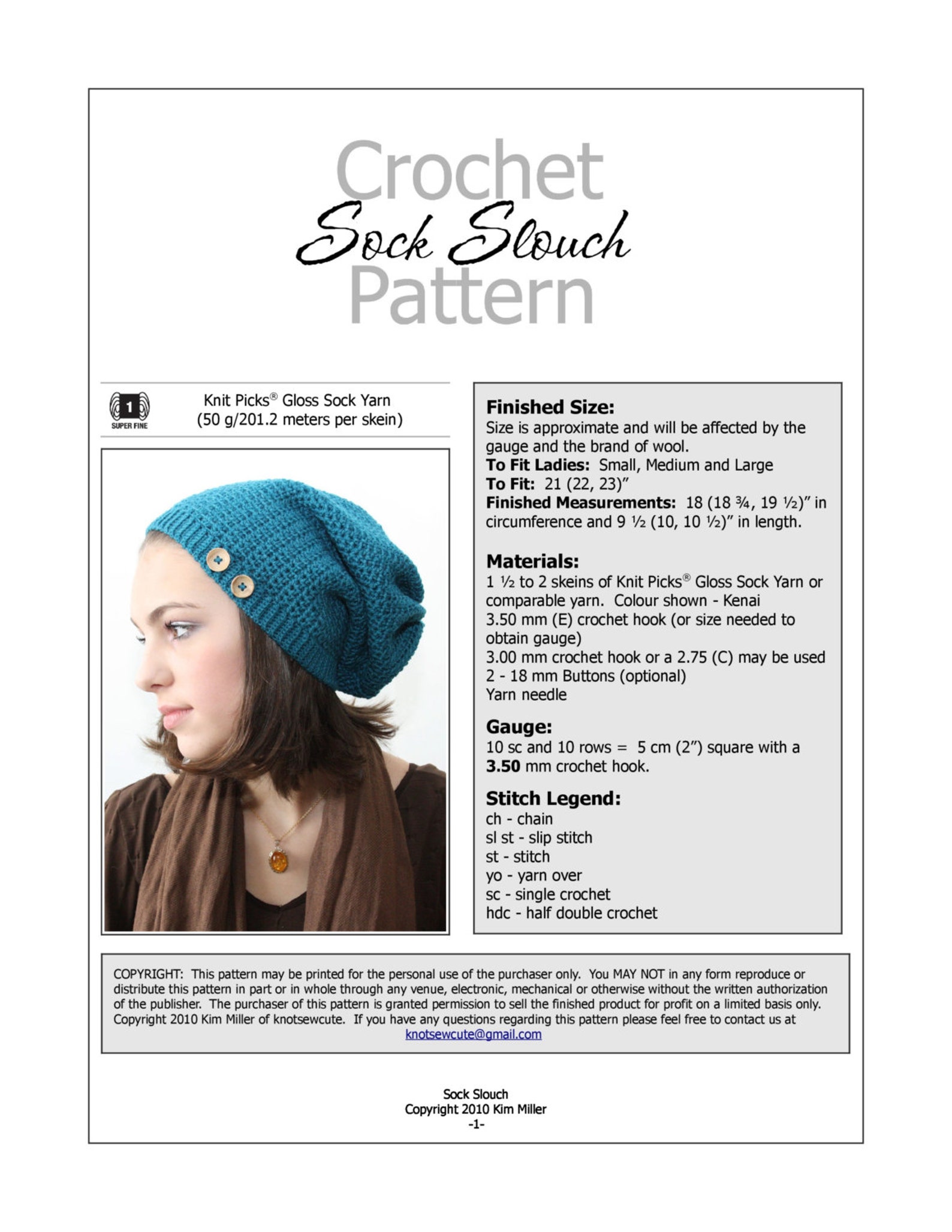 CROCHET PATTERN - Sock Slouch - Instant Download (PDF) - Etsy