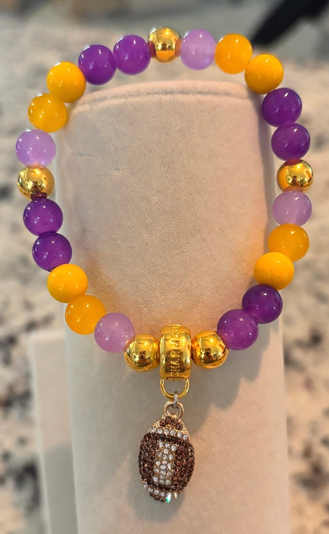 ECU Pirates/lsu Football Glass Bead Handmade Charm Bracelet - Etsy