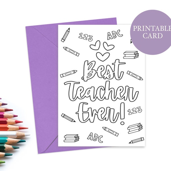 Best Teacher Ever Card - Etsy