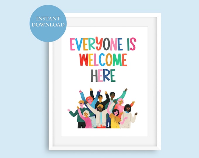 Everyone is Welcome Here, Classroom Wall Art, Personalized, Custom Name ...