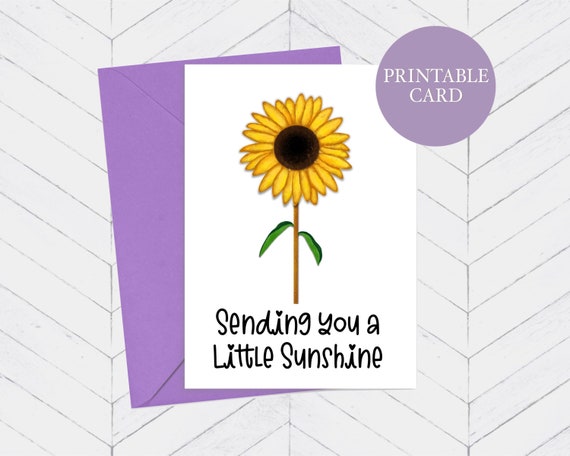 Printable Sunflower Card Sending a Little Sunshine - Etsy