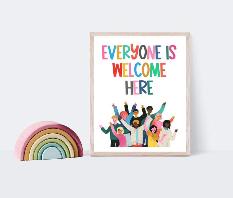 Everyone is Welcome Here Print Classroom Art Posters - Etsy