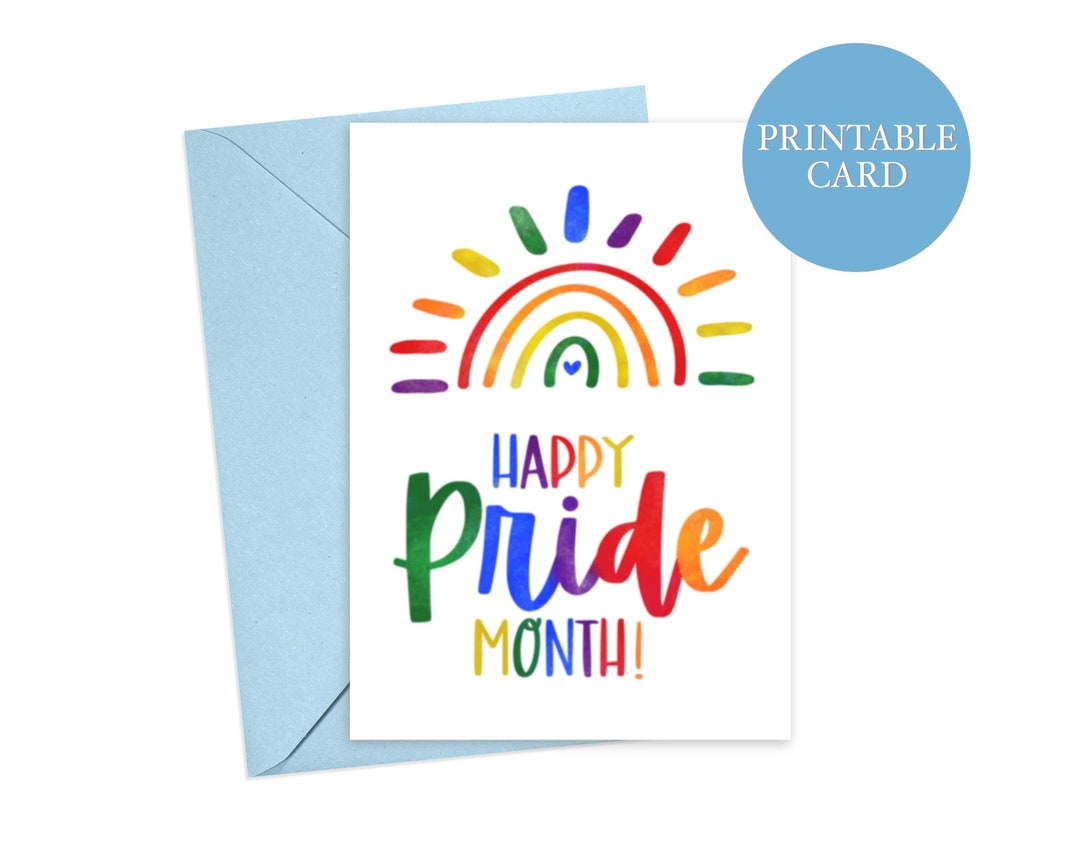Happy Pride Month Card: Rainbow Watercolor (printable Digital File) - Etsy