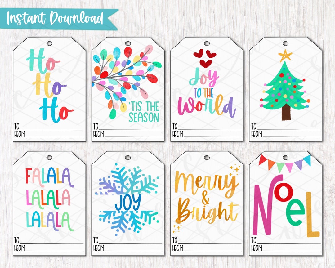 Bright and Colorful Printable Christmas Gift Tags | Hand Drawn Gift ...