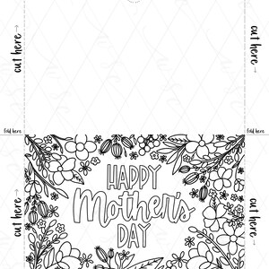 Printable Coloring Card | Happy Mother's Day | Floral Mother's Day Card ...
