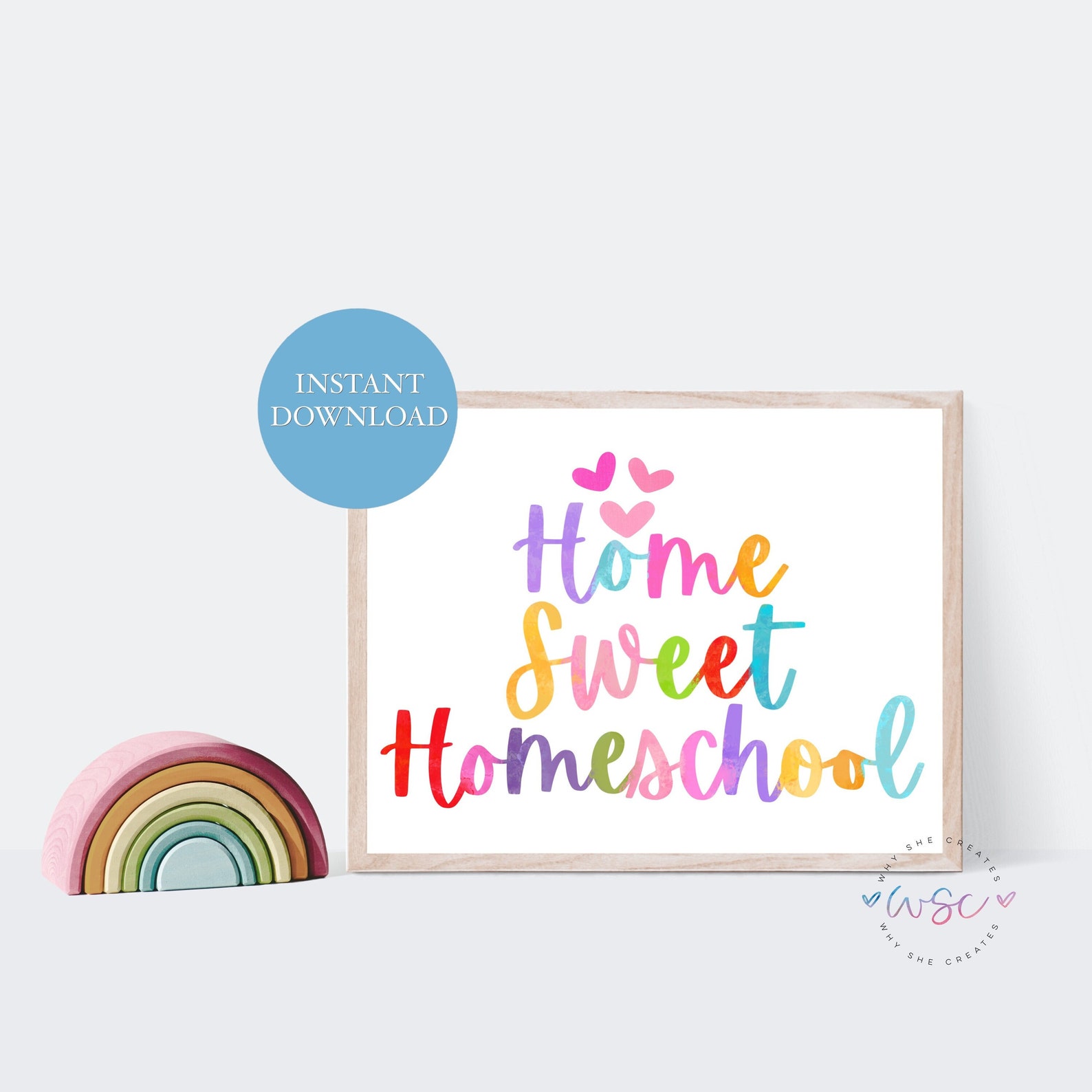 Home Sweet Homeschool Printable Sign | Rainbow Decor (digital Download ...
