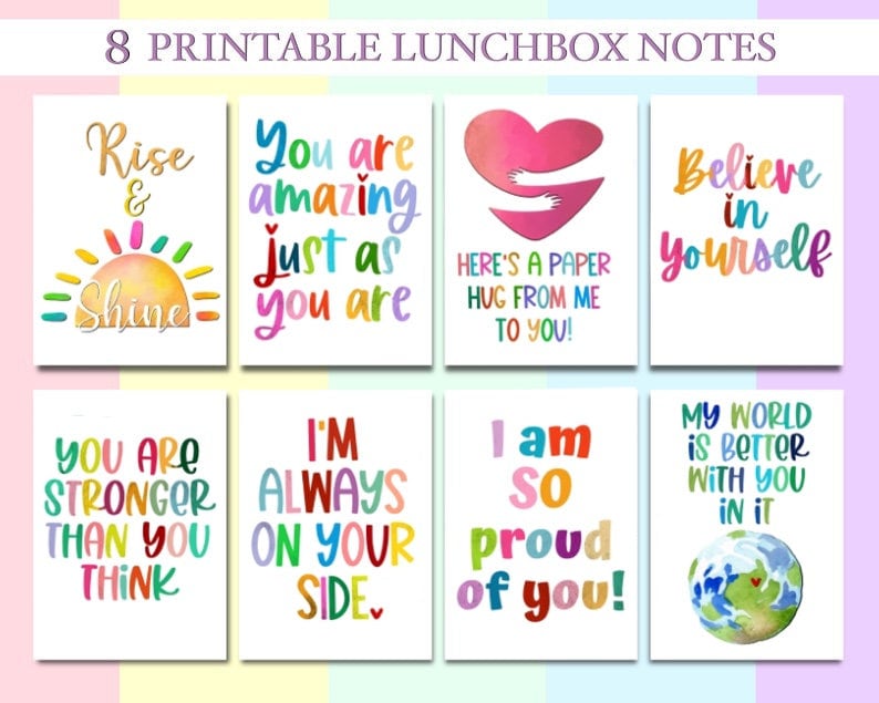 8 NEW Printable Lunchbox Notes Positive Notes Lunch Notes - Etsy